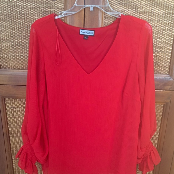 Sam And Jess | Tops | Trendy Sam And Jess Vneck Long Sleeve Large Red ...